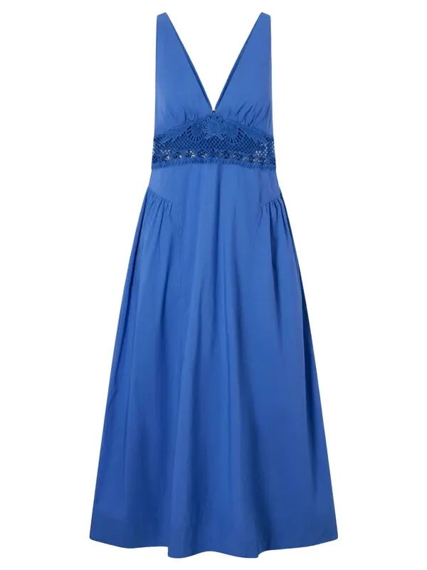 Posse Broderie Anglaise Midi Dress - Cornflower Blue