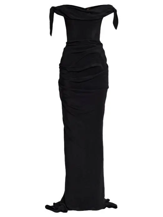 Cult Gaia Off-shoulder Draped Dress - Black