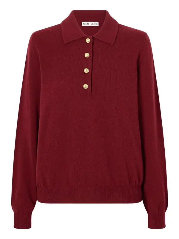 BLAZÉ MILANO Highland Wool Polo Sweater - Red