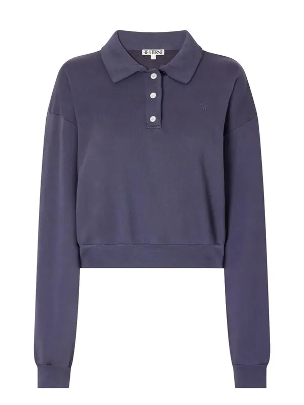 Eterne Cropped Polo Sweatshirt - Blue