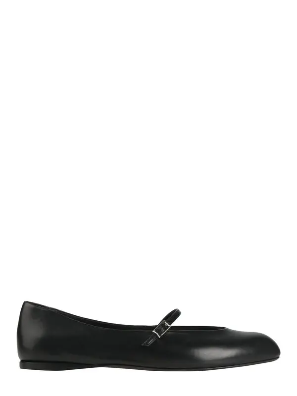 Max Mara Minimalist Leather Mary Jane Shoes - Black