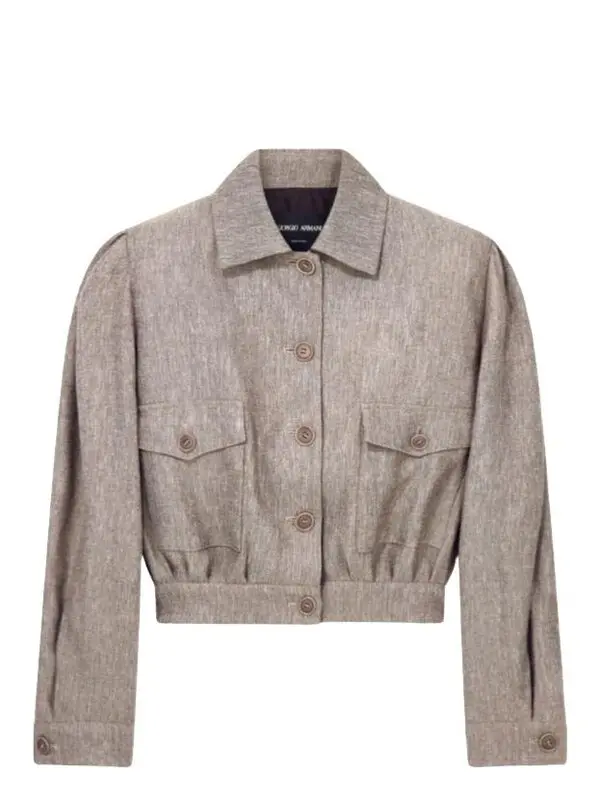 Giorgio Armani Cropped Twill Caban Coat - Brown