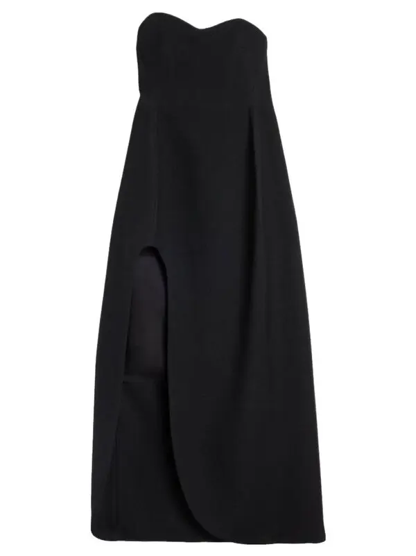 JIL SANDER Wool Sablé Bustier Dress - Black