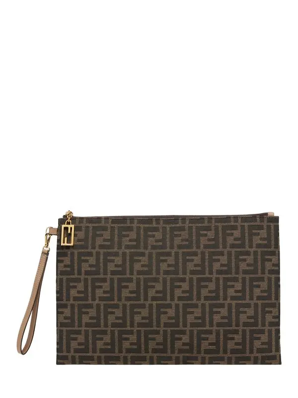 Fendi Large Tube Flat Pouch - Brown
