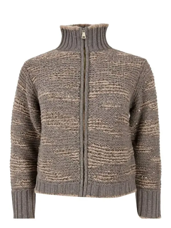 Fabiana Filippi Zip-up Embellished Jumper - Gray