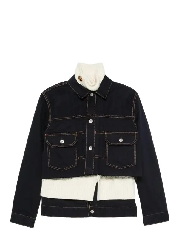Sacai Layered-design Raw-cut Jacket - Blue