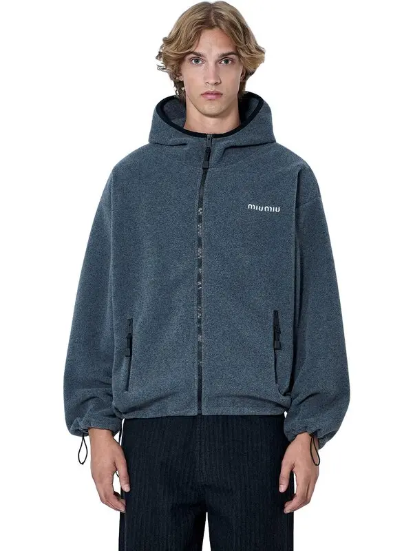 Miu Miu Hooded Zip Sweatshirt - Grey