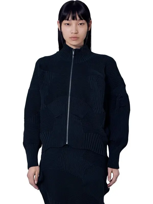 Issey Miyake Kone Kone Ribbed Knitted Jacket - Black