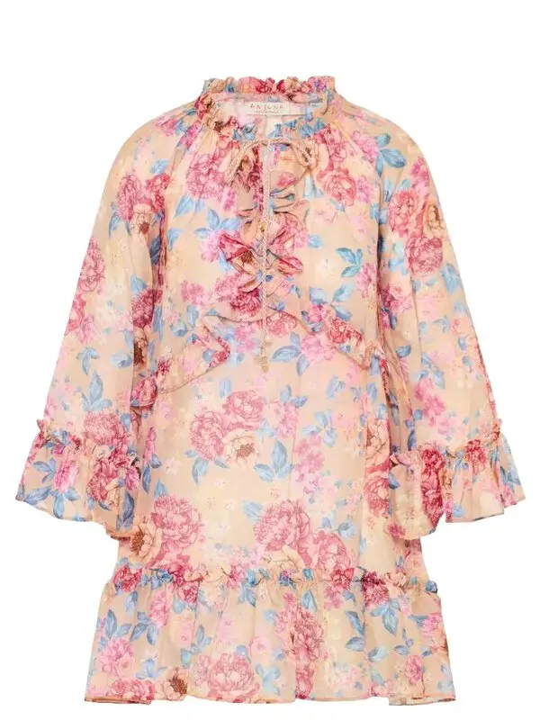 Anjuna Floral-print Mini Dress - Neutrals