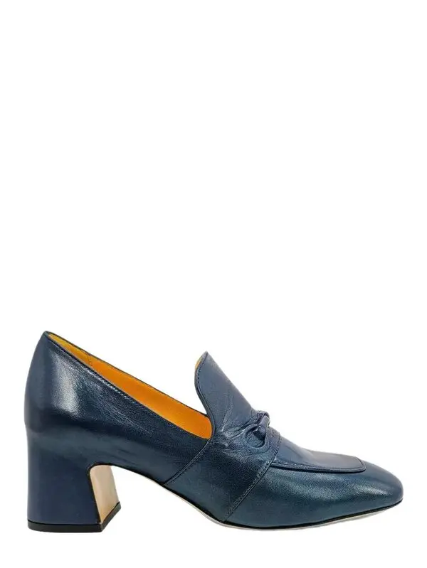MADISON MAISON Leather Bit-detail Heeled Loafers - Blue