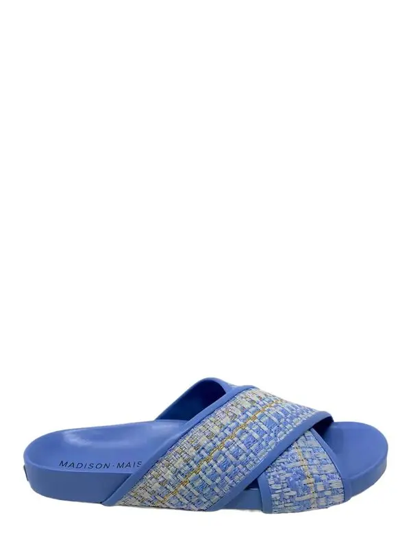 ANTENORA Tweed Crossover Slides - Blue