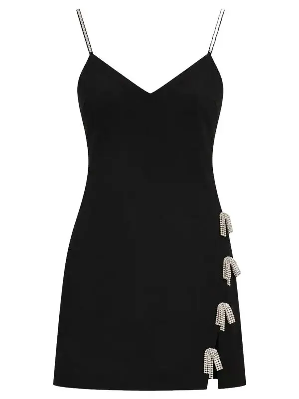 Cinq À Sept Rella Rhinestone-bow Mini Dress - Black