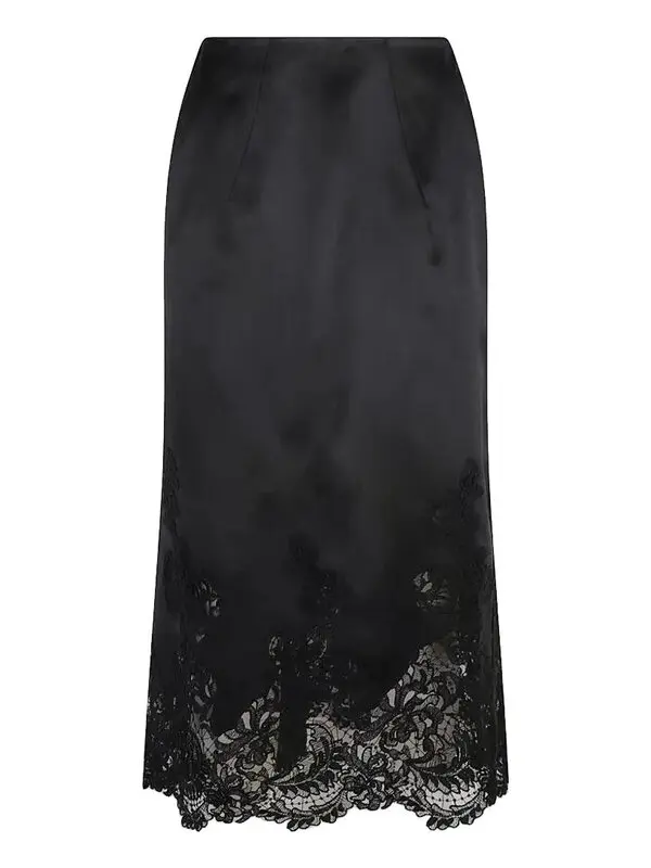 Ermanno Scervino Lace-trim Silk Midi Skirt - Black