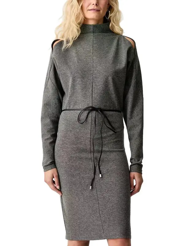 Patrizia Pepe Cold-shoulder Belted Dress - Grey