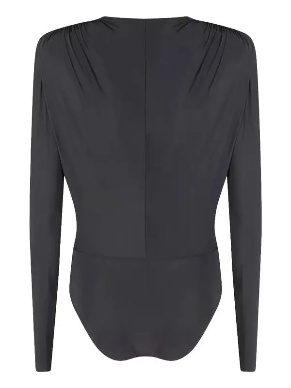 AMAZUIN Rasha Ruched Long-sleeved Bodysuit - Black