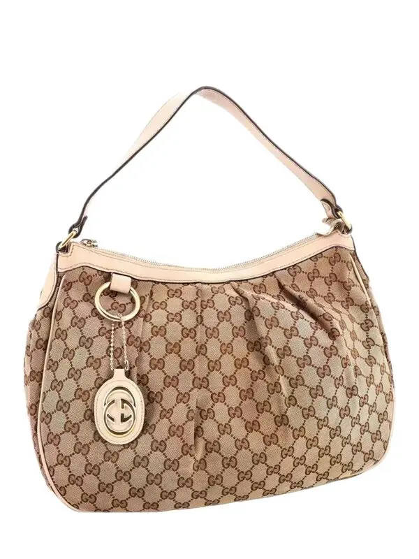 Gucci Sukey Gg Canvas With Leather Medium Hobo Bag - Neutrals