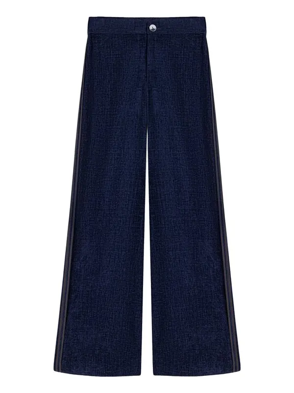 NOCTURNE Wide Leg Chenille Trousers - Blue