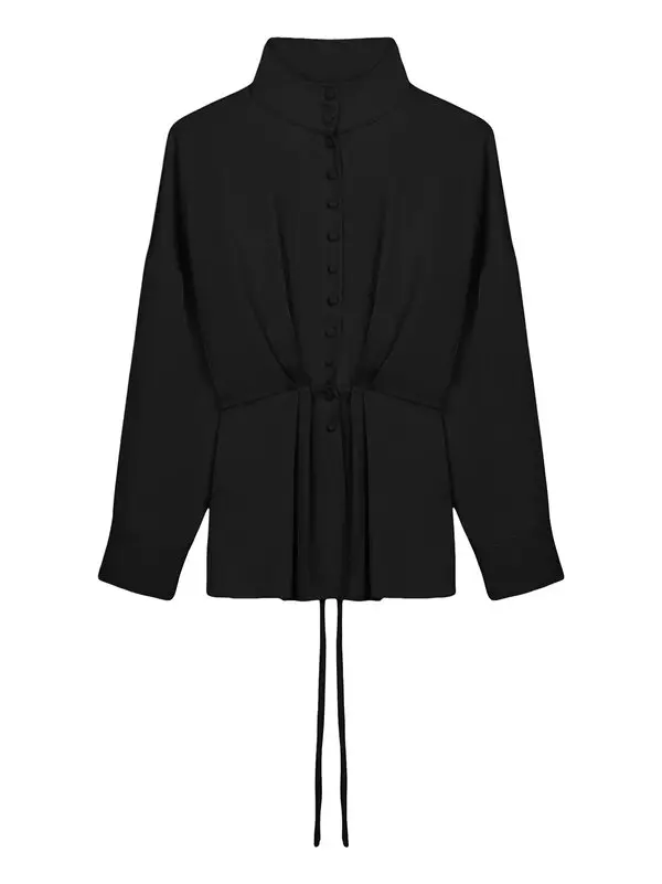 NOCTURNE Tie Detail Stand Collar Shirt - Black