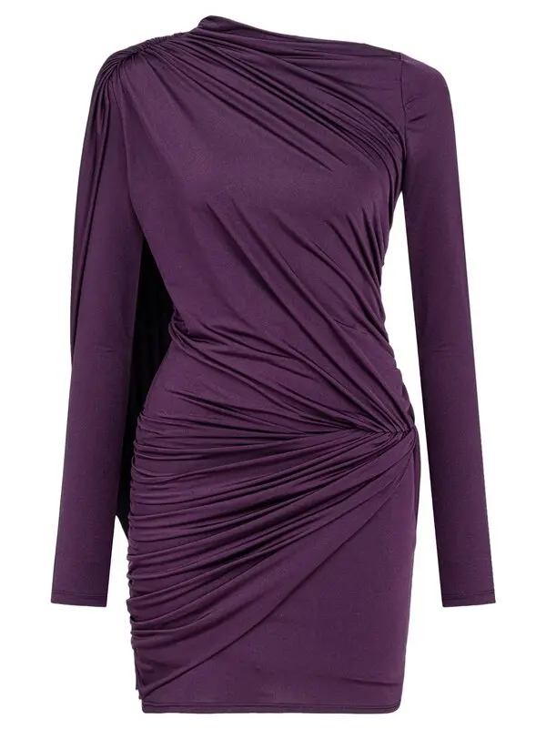 NOCTURNE Draped Mini Dress - Purple