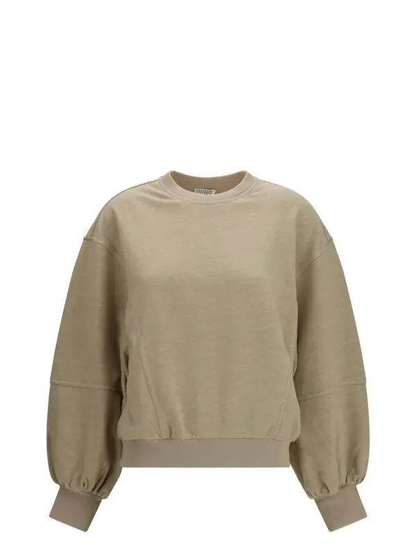 Brunello Cucinelli Cotton And Linen Sweatshirt Feale - Beige