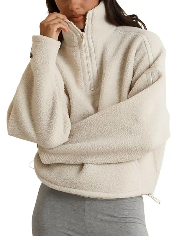 PERFECTWHITETEE Funnel Neck Fleece Sweatshirt - Sugar