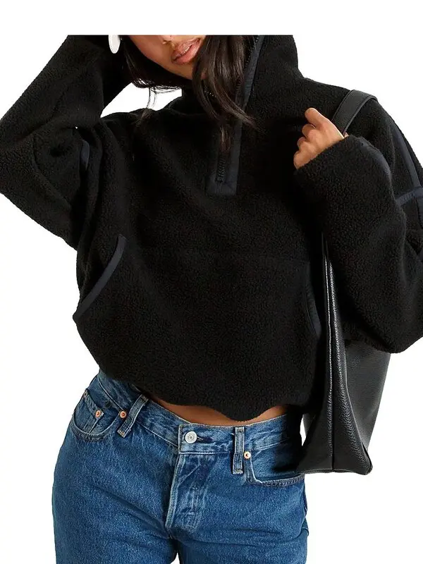 PERFECTWHITETEE Funnel Neck Fleece Sweatshirt - True Black