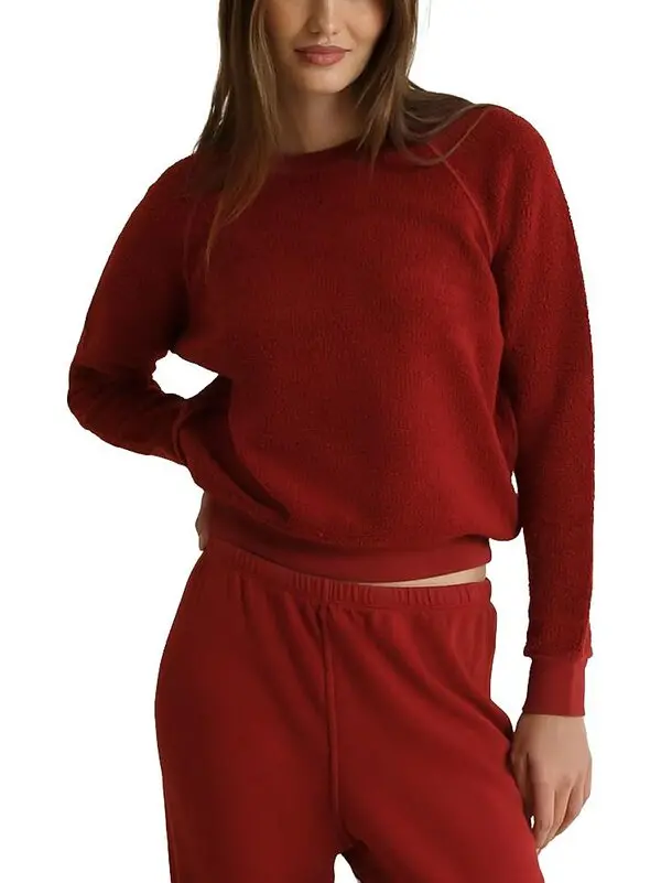 PERFECTWHITETEE Ziggy Cotton Reverse Fleece Sweatshirt - Ruby Red