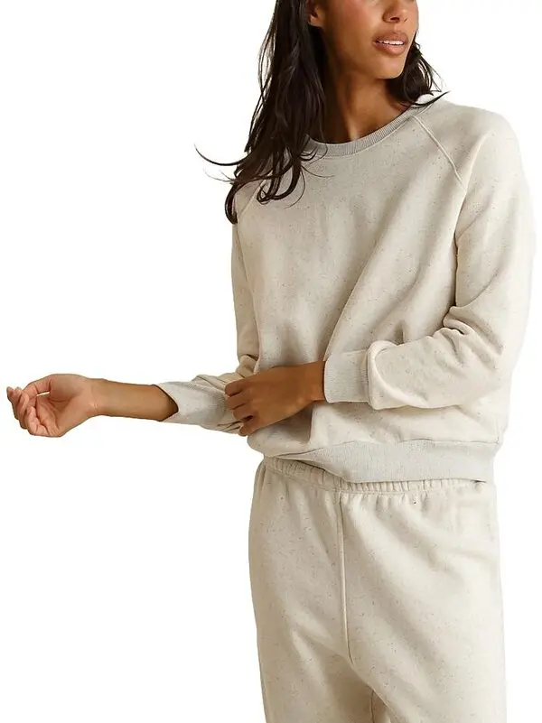 PERFECTWHITETEE Alexi Speckled Cotton Raglan Sweatshirt - Sugar