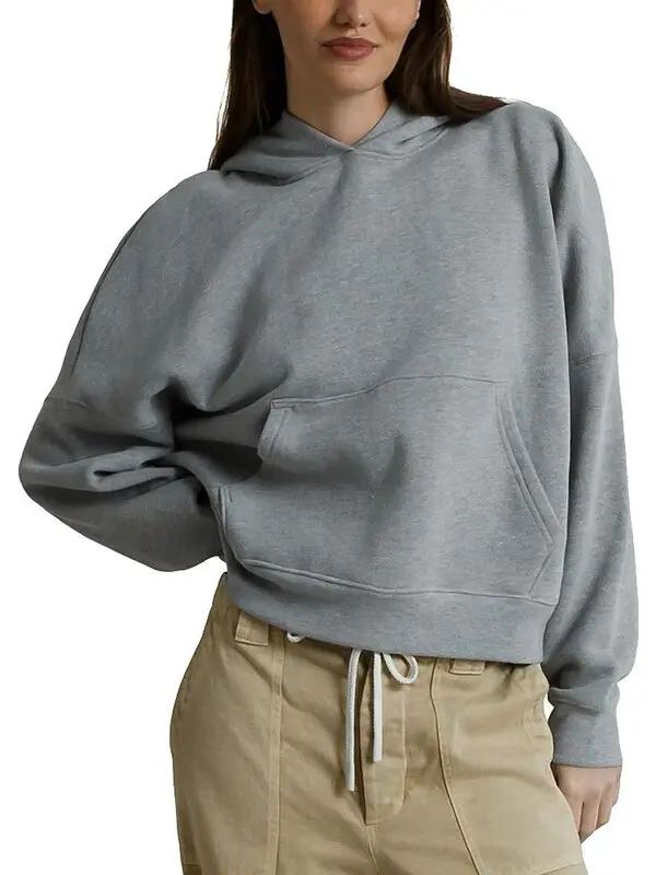 PERFECTWHITETEE Rory Brushed Heavy Fleece Drop Shoulder Hoodie - Heather Grey