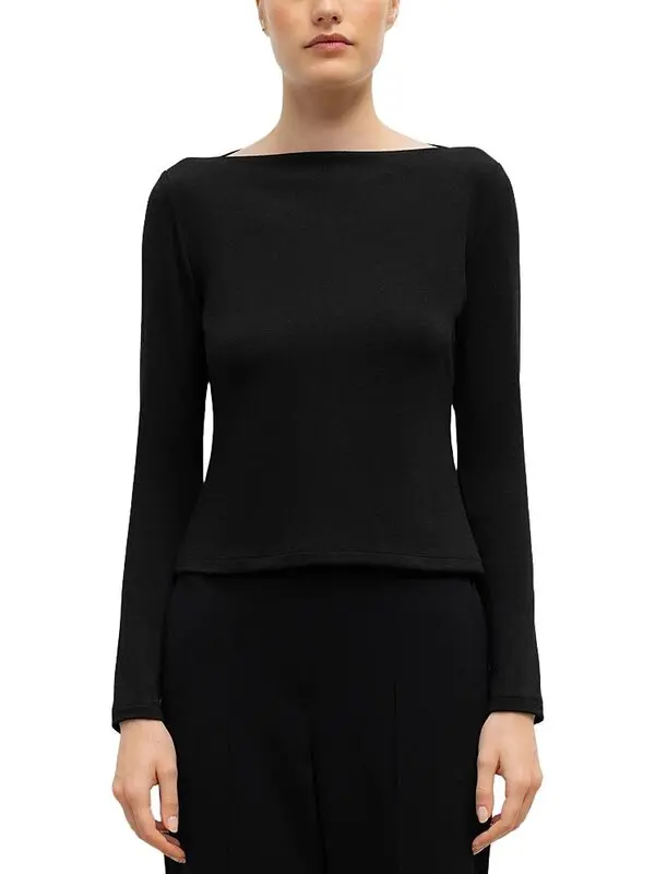 LESET Lauren Boat Neck Long Sleeve Tee - Black