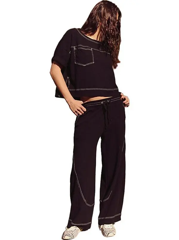 Free People Leandra 100% Cotton Pant Set - Black