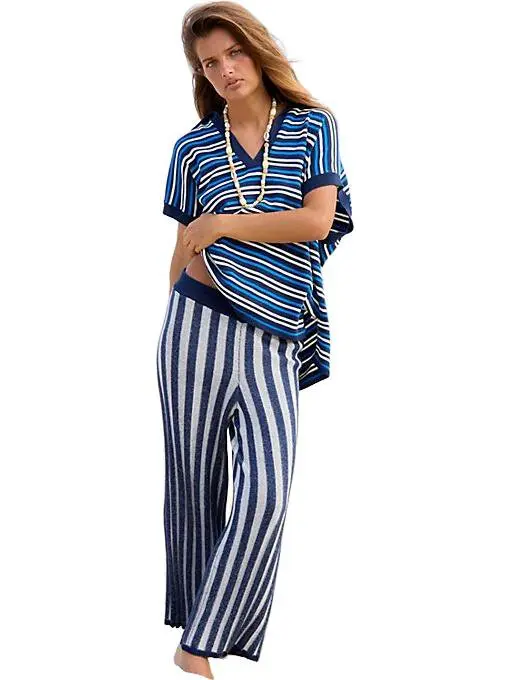 Free People Miller 100% Cotton Sweater Set - Navy Combo