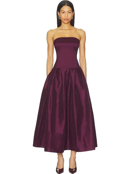 MORE TO COME Cambria Strapless Dress In Wine - Plum