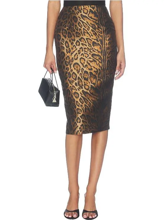 LOVERS AND FRIENDS Eliza Midi Skirt In Brown - Leopard