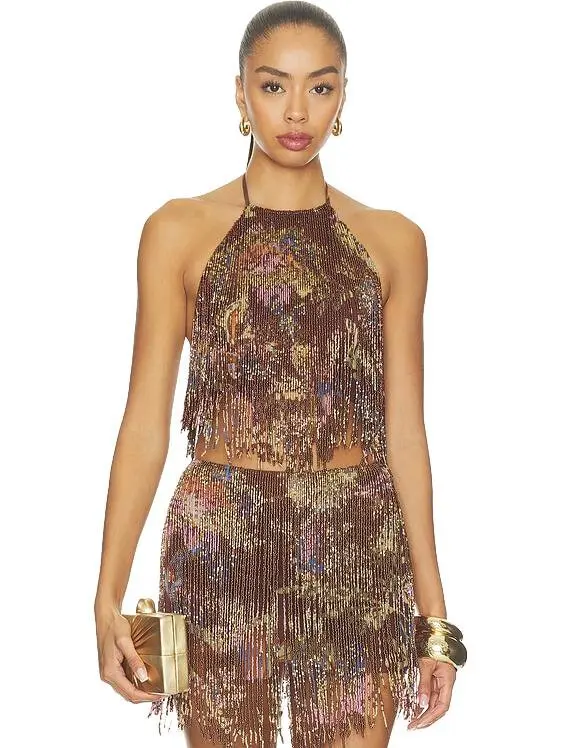 PatBO Boho Print Top In Multi - Rose