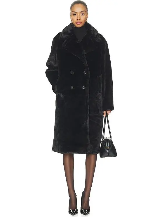 MORE TO COME Calliope Faux Fur Coat - Black