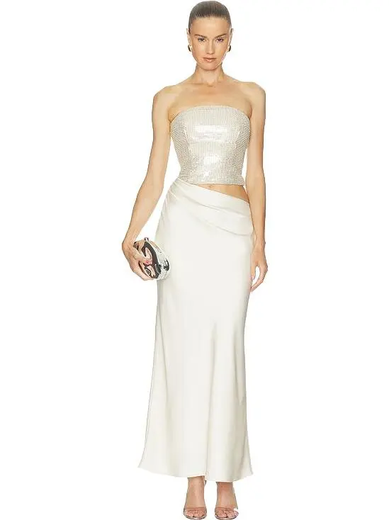 RUNAWAY THE LABEL Amabel Strapless Cutout Maxi Dress In White - Shell