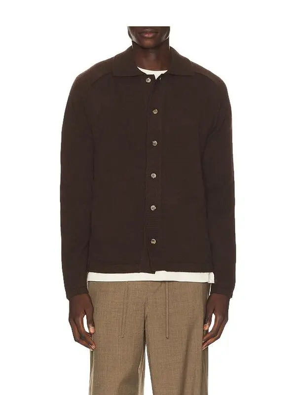 Soft Goat Knitted Shirt In Brown - Mocha