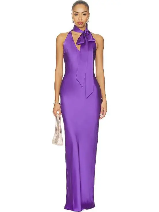 Amanda Uprichard Nikolina Gown In Purple - Geranium