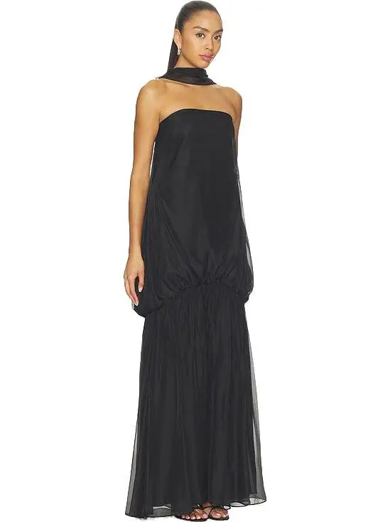 Amanda Uprichard Esme Maxi Dress With Scarf - Black