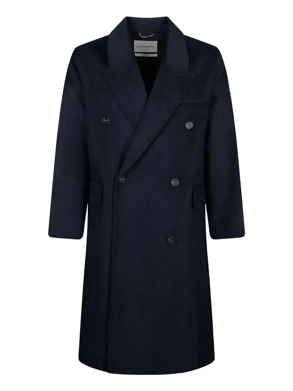 AMARANTO Wool And Cashmere Blend Coat - Blue
