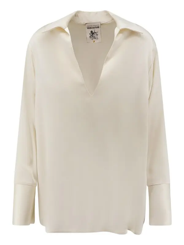 SEMICOUTURE Satin Shirt - Beige