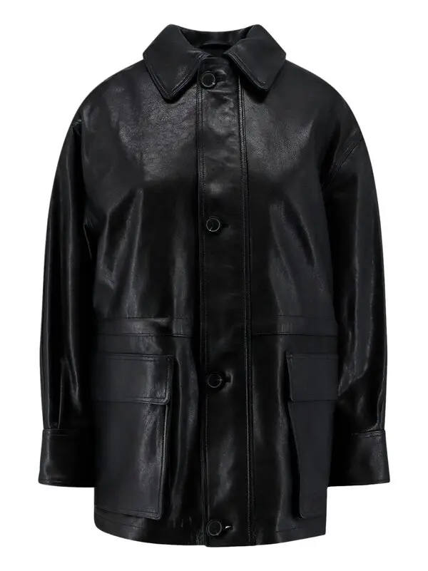 ARMA Maeve Leather Jacket With Front Button Fastening - Black
