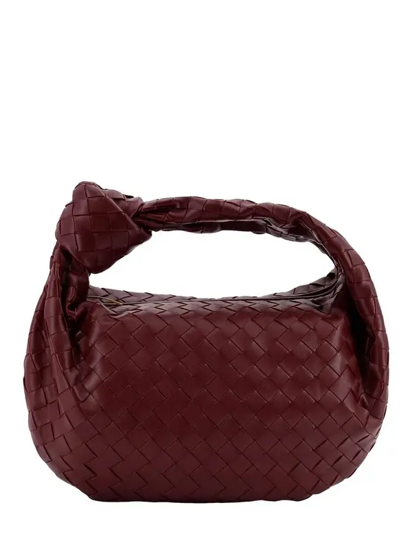 Bottega Veneta Jodie Small Leather Handbag With Intrecciato Motif - Red