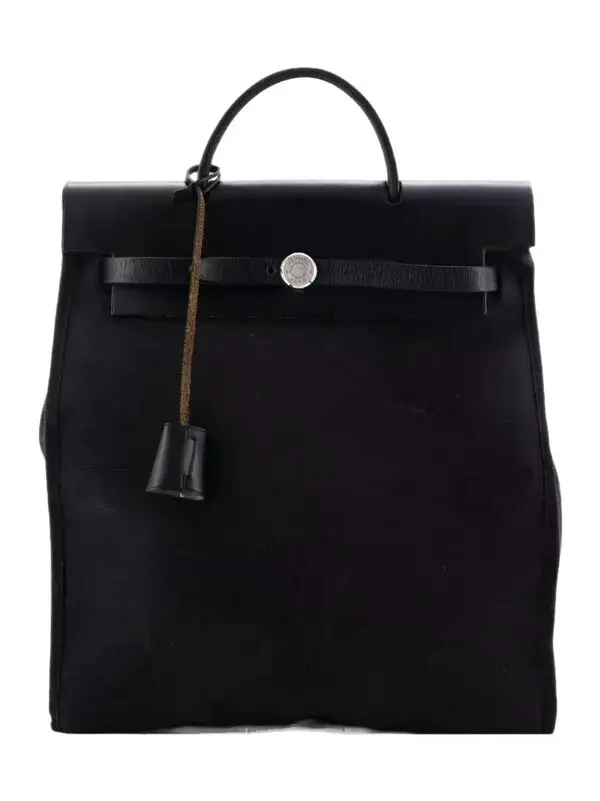 Hermès Herbag A Dos Zip Toile And Leather Backpack - Black