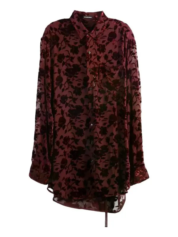 ANN DEMEULEMEESTER Elisabeth Floral-devoré Shirt - Red