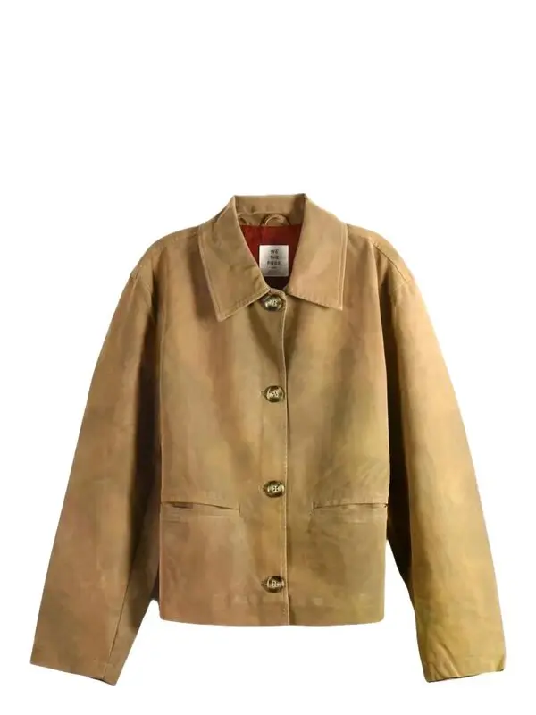 Free People Hera Button-front Leather Jacket - Brown