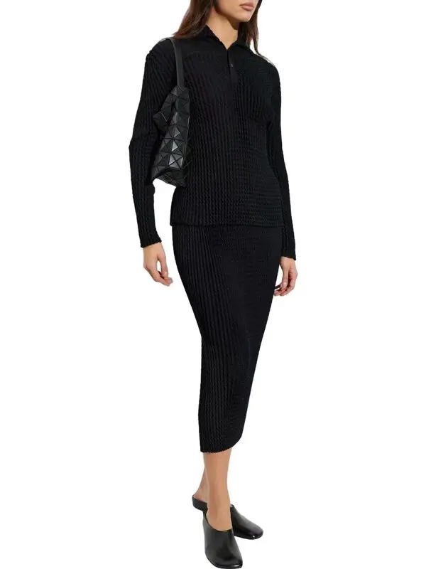 Issey Miyake Pleated Midi Skirt - Black