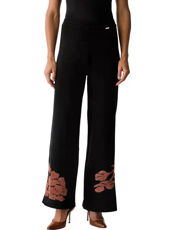 FRACOMINA Floral-intarsia Knitted Trousers - Black