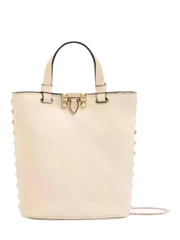 Valentino Garavani Rockstud Mini Bag In Grainy Calfskin - Neutrals